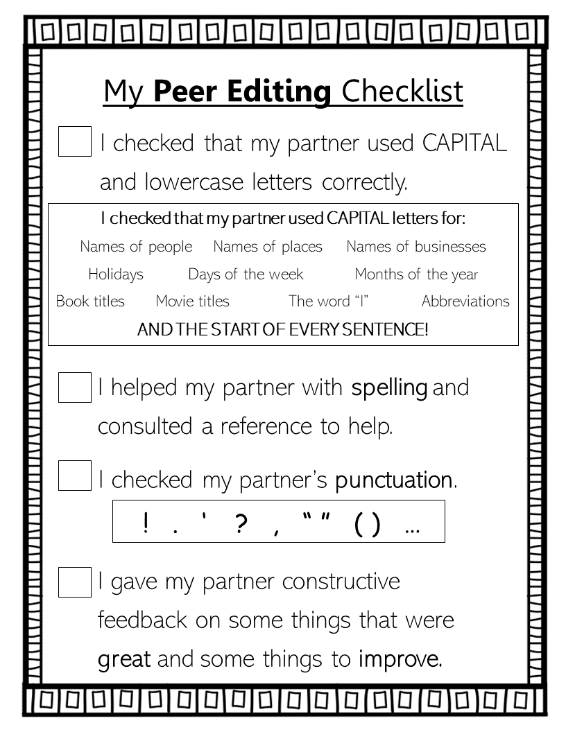 Peer Editing Checklists: A Game-Changer for the Writing Classroom ...